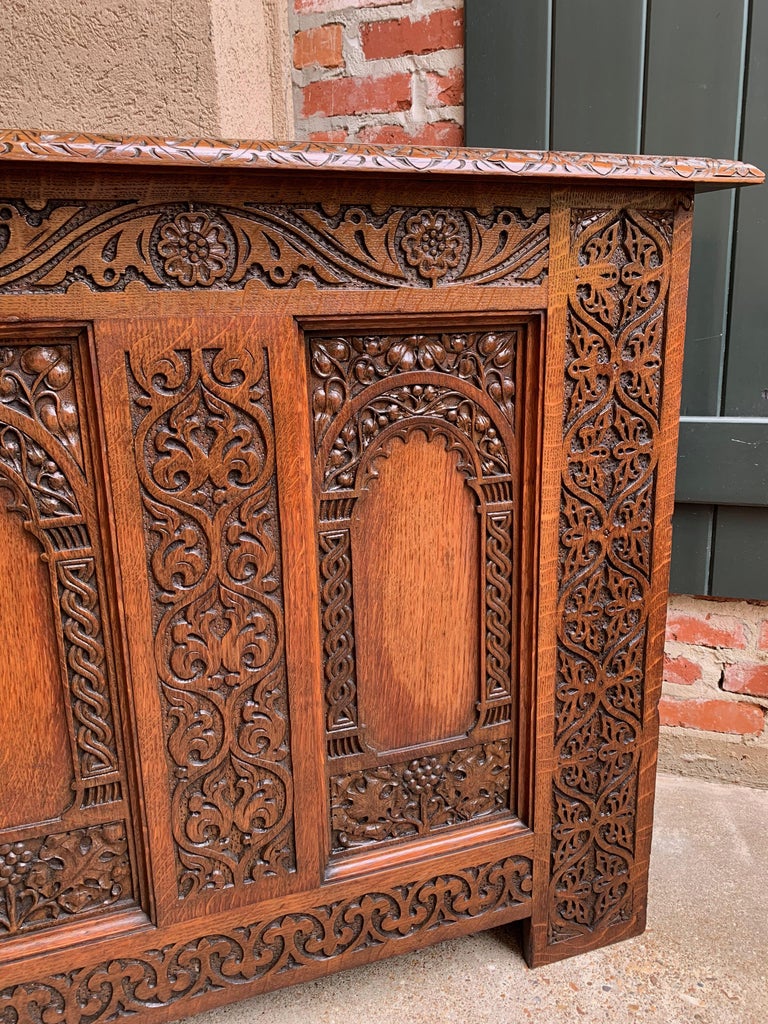 Antique French Carved Oak Altar Hall Table Sofa Foyer Gothic Chapel ...