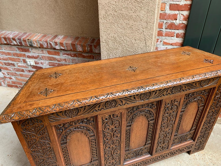 Antique French Carved Oak Altar Hall Table Sofa Foyer Gothic Chapel ...