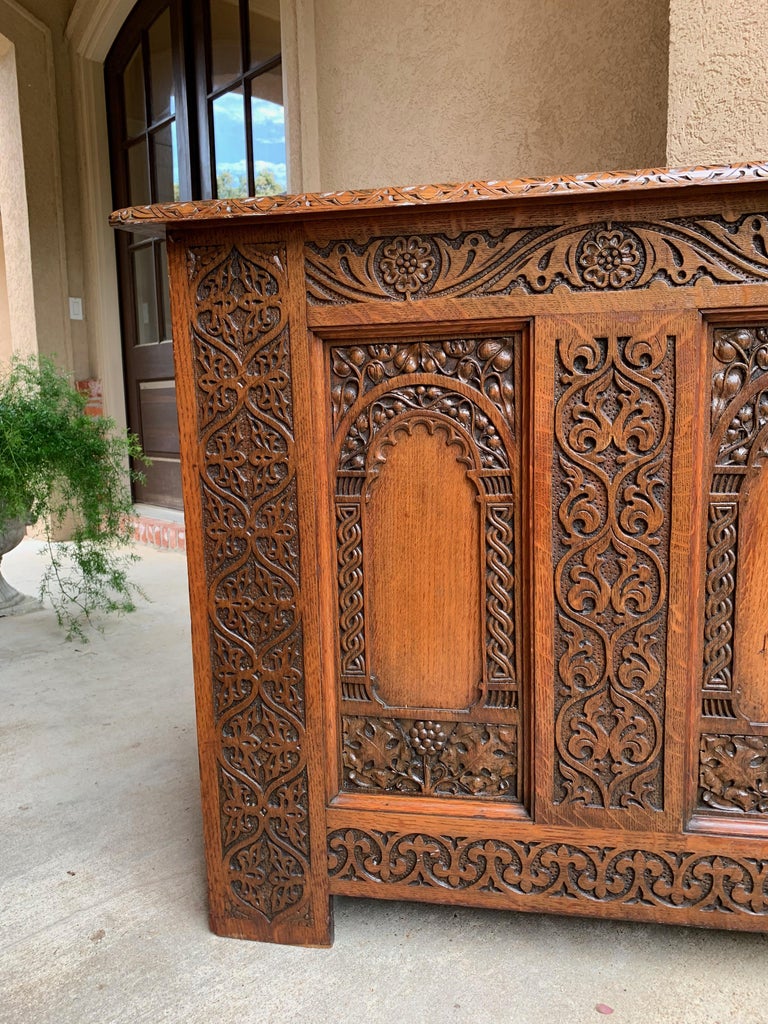 Antique French Carved Oak Altar Hall Table Sofa Foyer Gothic Chapel Church 1900s at 1stDibs ...