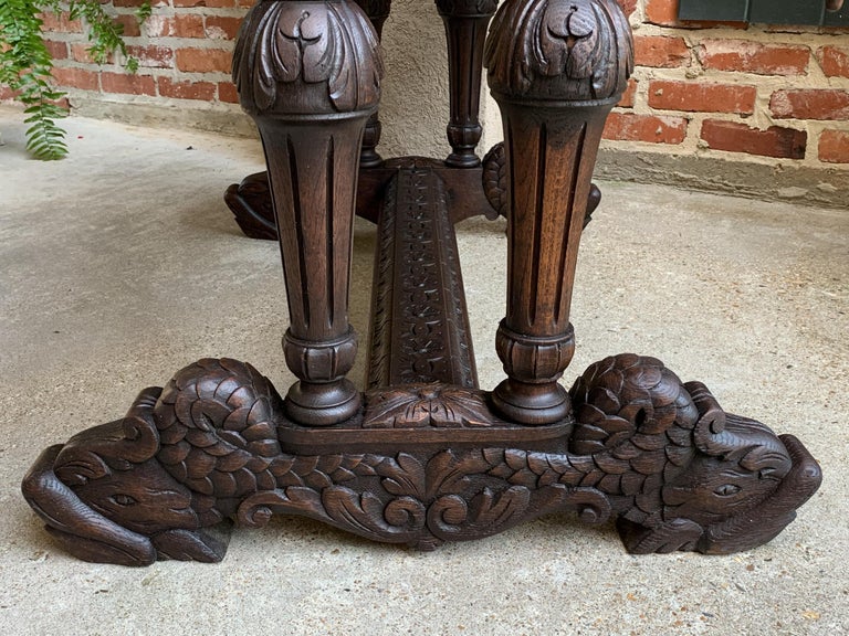 19th century French Carved Oak Dolphin Sofa Table Desk Renaissance ...