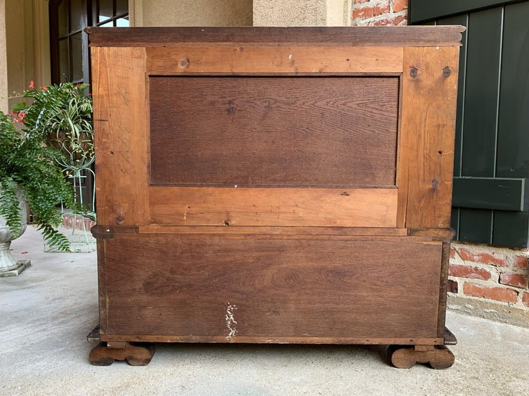 Antique French Carved Oak Hall Bench Trunk Chest Renaissance Greek ...