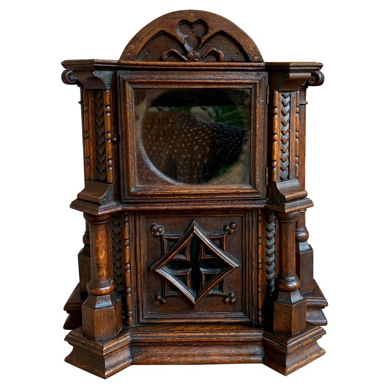 Antique French Carved Oak Monstrance Reliquary Box Liturgical Gothic ...