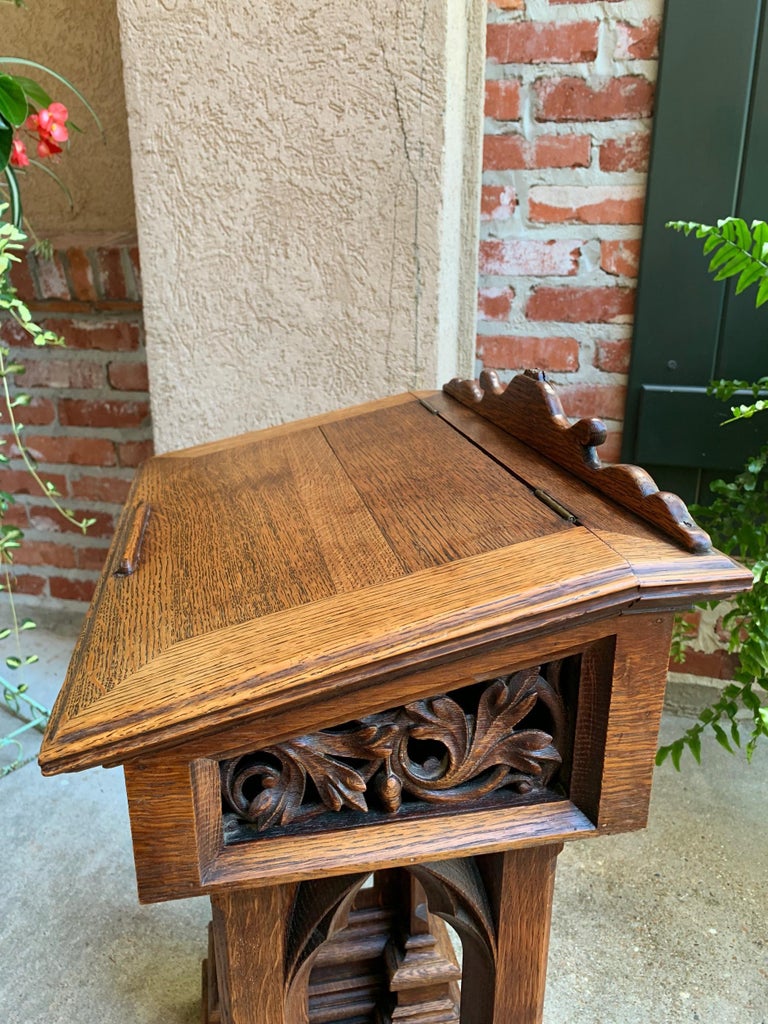 Antique French Carved Oak Podium Table Top Lectern Gothic Liturgical ...