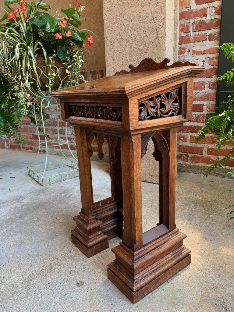 Antique French Carved Oak Podium Table Top Lectern Gothic Liturgical ...