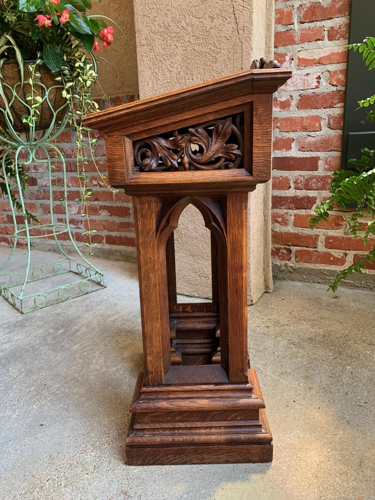 Antique French Carved Oak Podium Table Top Lectern Gothic Liturgical ...