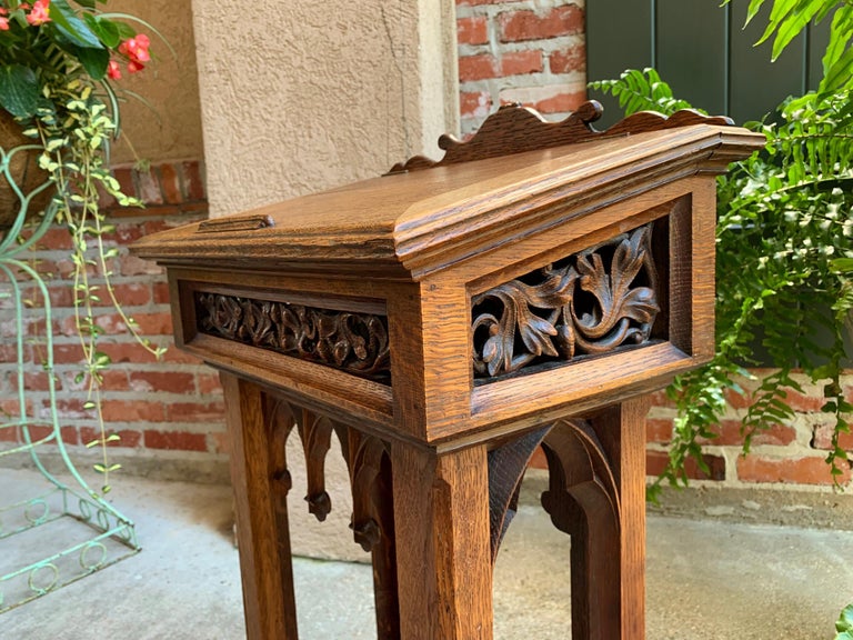Antique French Carved Oak Podium Table Top Lectern Gothic Liturgical ...