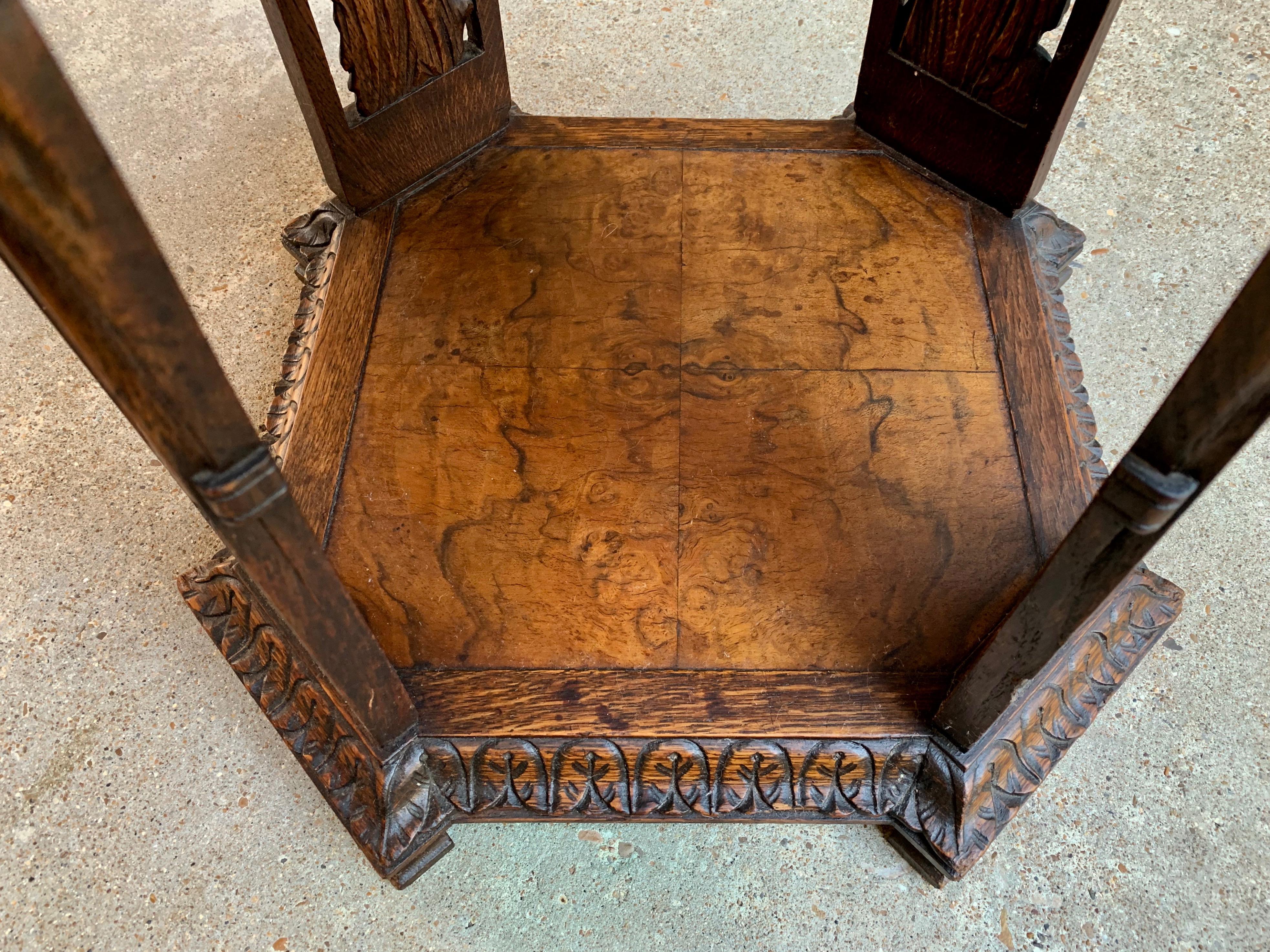 Antique French Carved Oak Side Table Greek Goddess Marble Renaissance ...