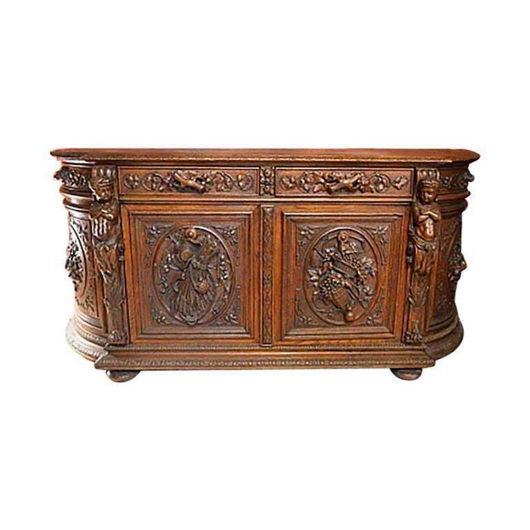Antique Carved Mahogany Sideboard, circa 1850-1860 For Sale at 1stDibs