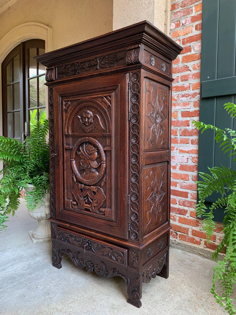 19th century French Carved Oak Storage Cabinet Renaissance Roman ...