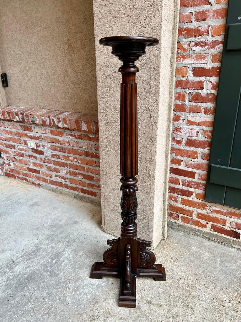 Antique French Carved Pedestal Plant Stand Bronze Column Display ...