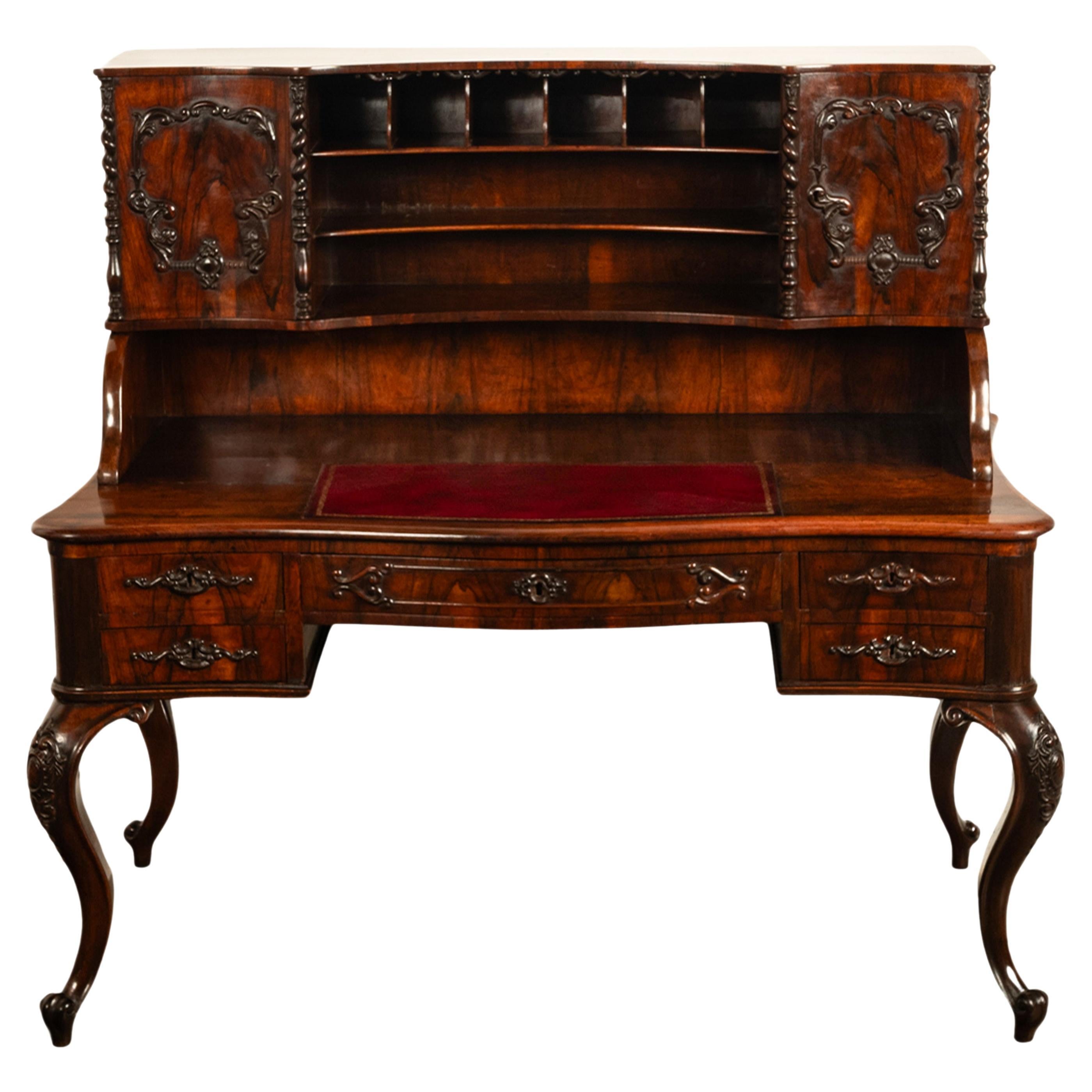Antique French Carved Rosewood Louis Philippe Rococo Desk Bureau ...