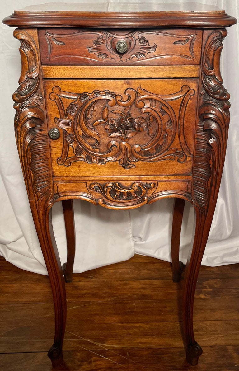 Antique French Carved Walnut Bed and Night Table, circa 1875-1895 For ...