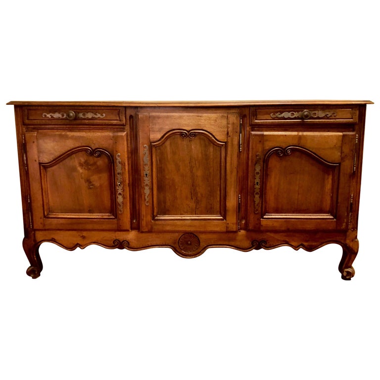Antique French Carved Walnut Enfilade Sideboard, circa 1860-1880 at 1stDibs