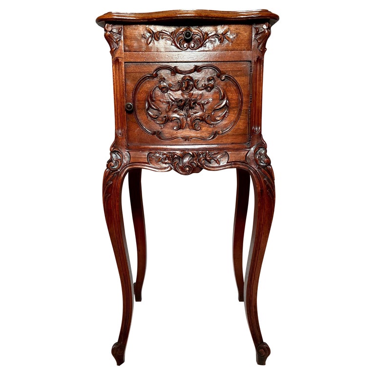 Antique French Carved Walnut Occasional/Night Table, Circa 1890 at 1stDibs