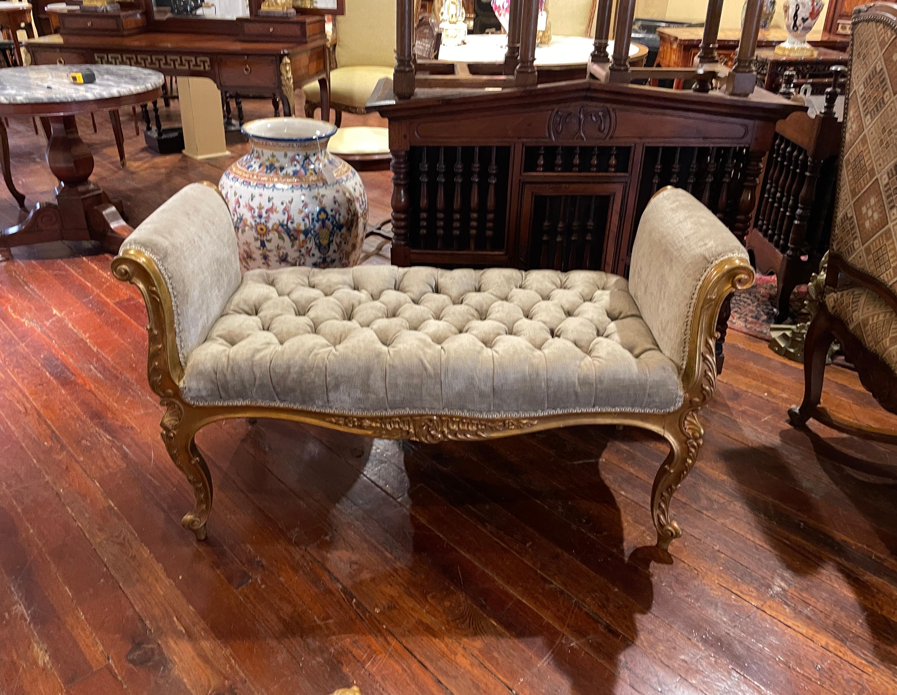 Antique French Carved Wood with Gold Leaf Bench, circa 1890 For Sale at ...