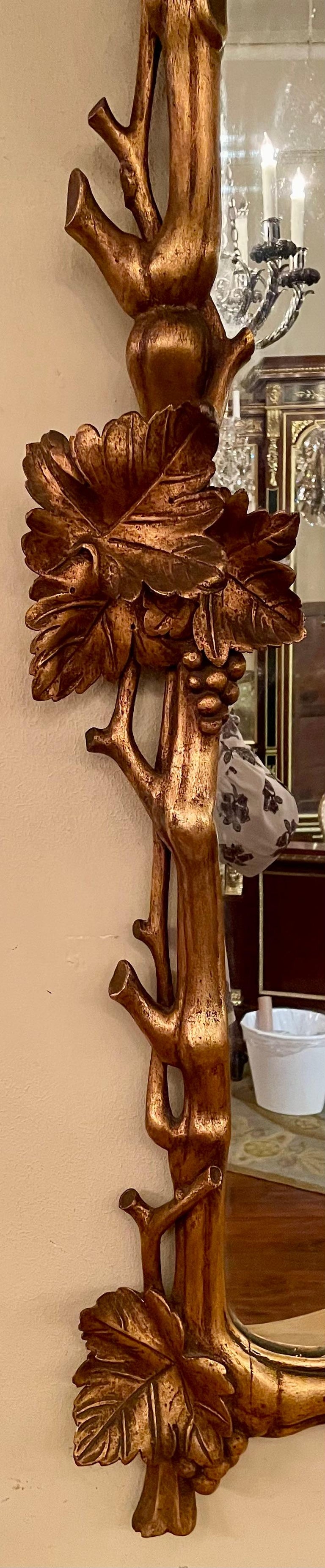 Antique French Carved Wood with Gold Leaf "Climbing Vine" Motif Mirror ...