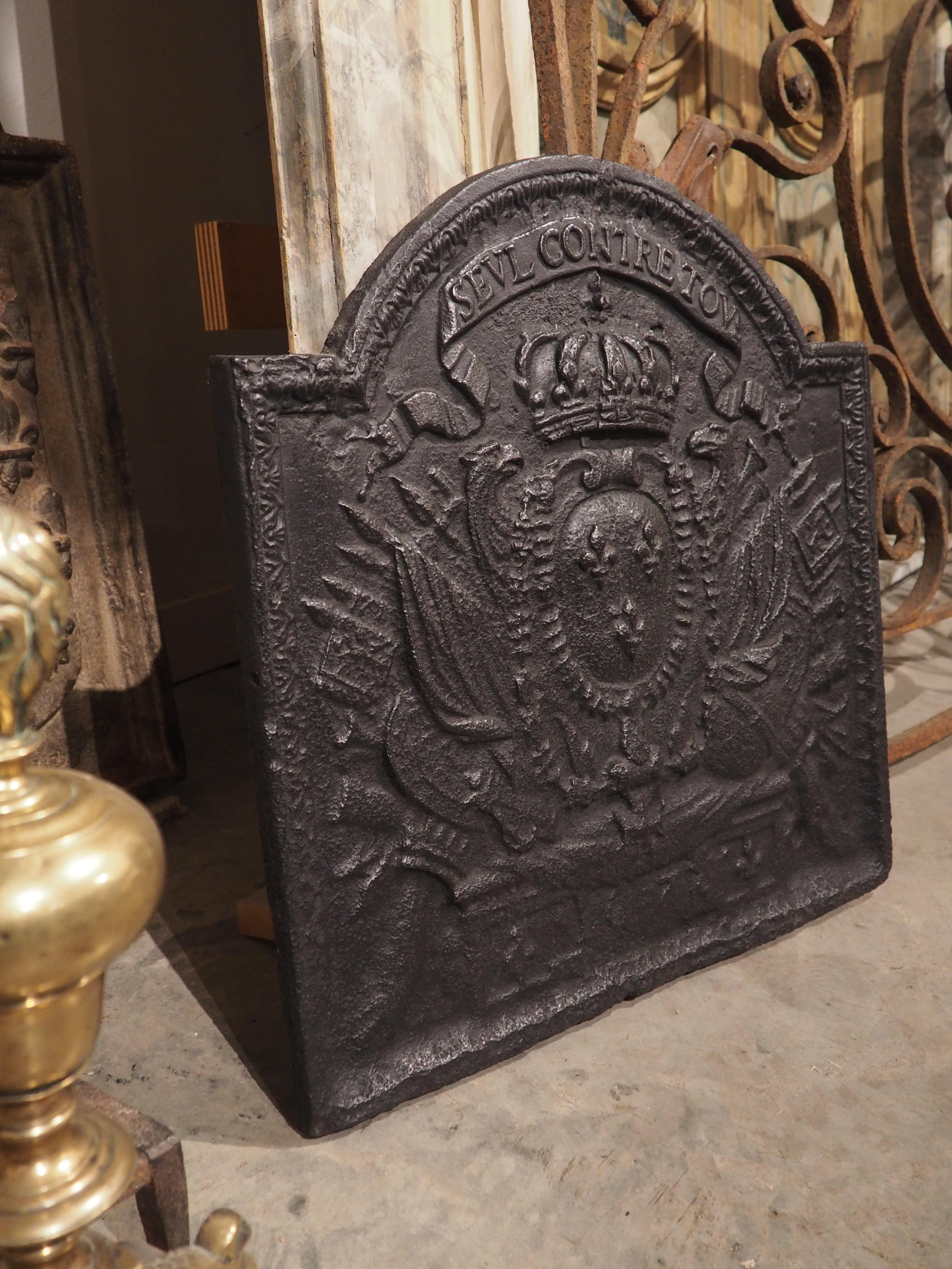 Antique French Cast Iron Fireback, Seul Contre Tous, circa 1900 For ...