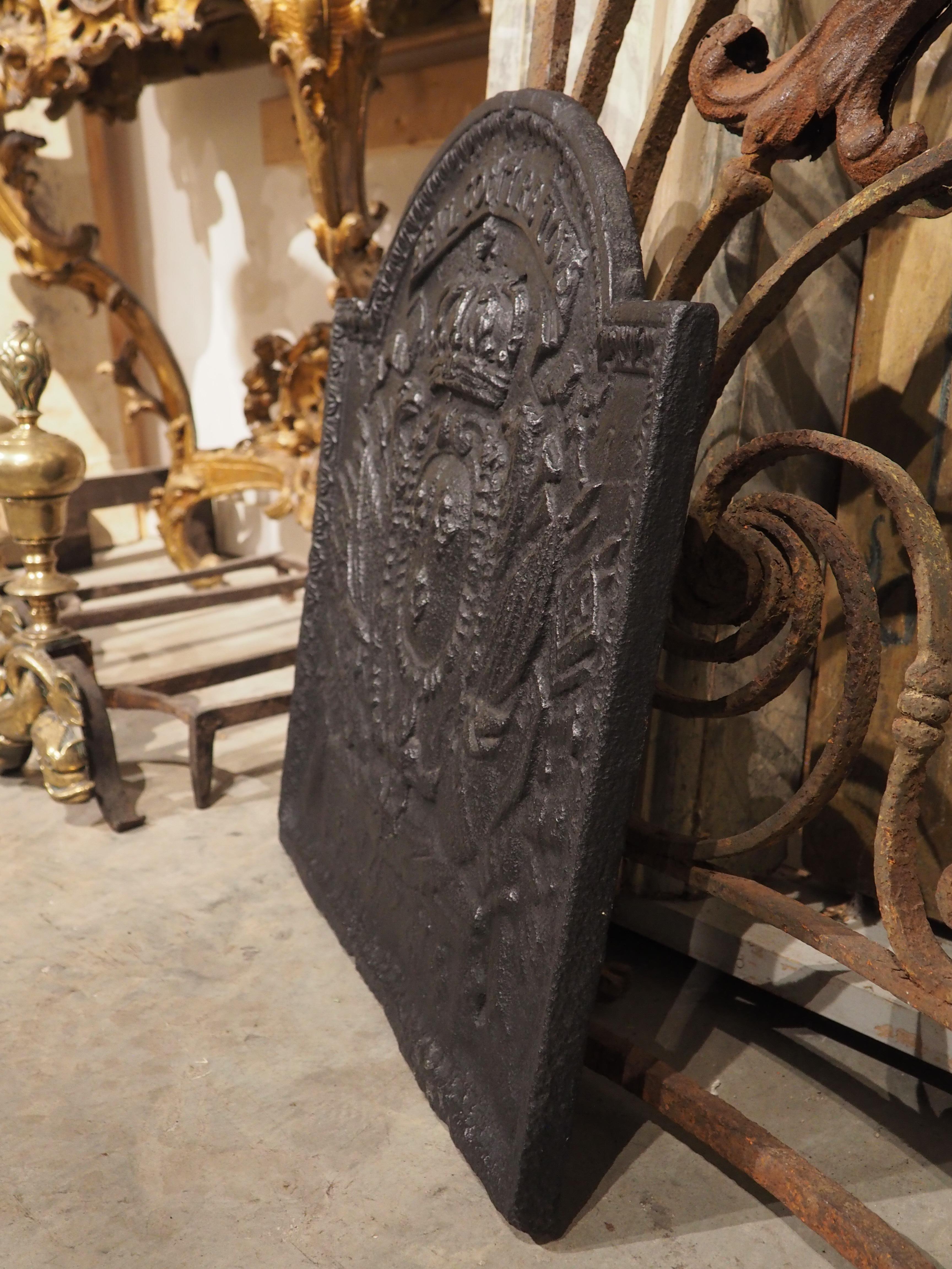 Antique French Cast Iron Fireback, Seul Contre Tous, circa 1900 For ...