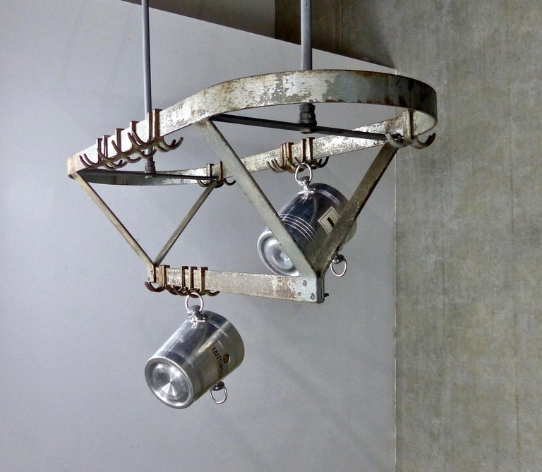 Antique French Ceiling Mounted Iron Pot Rack Holder at 1stDibs