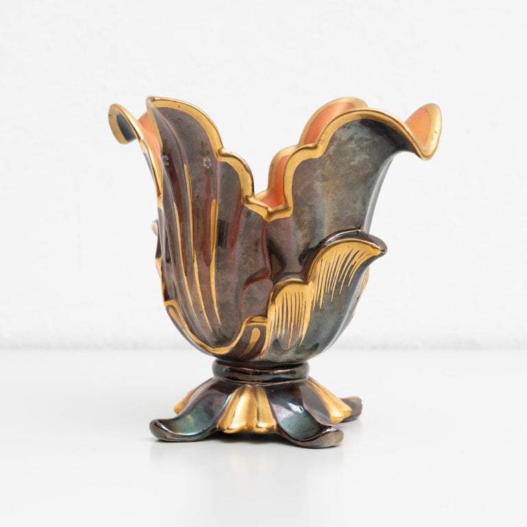 Antique French Ceramic Flower Vase, circa 1960 For Sale at 1stDibs