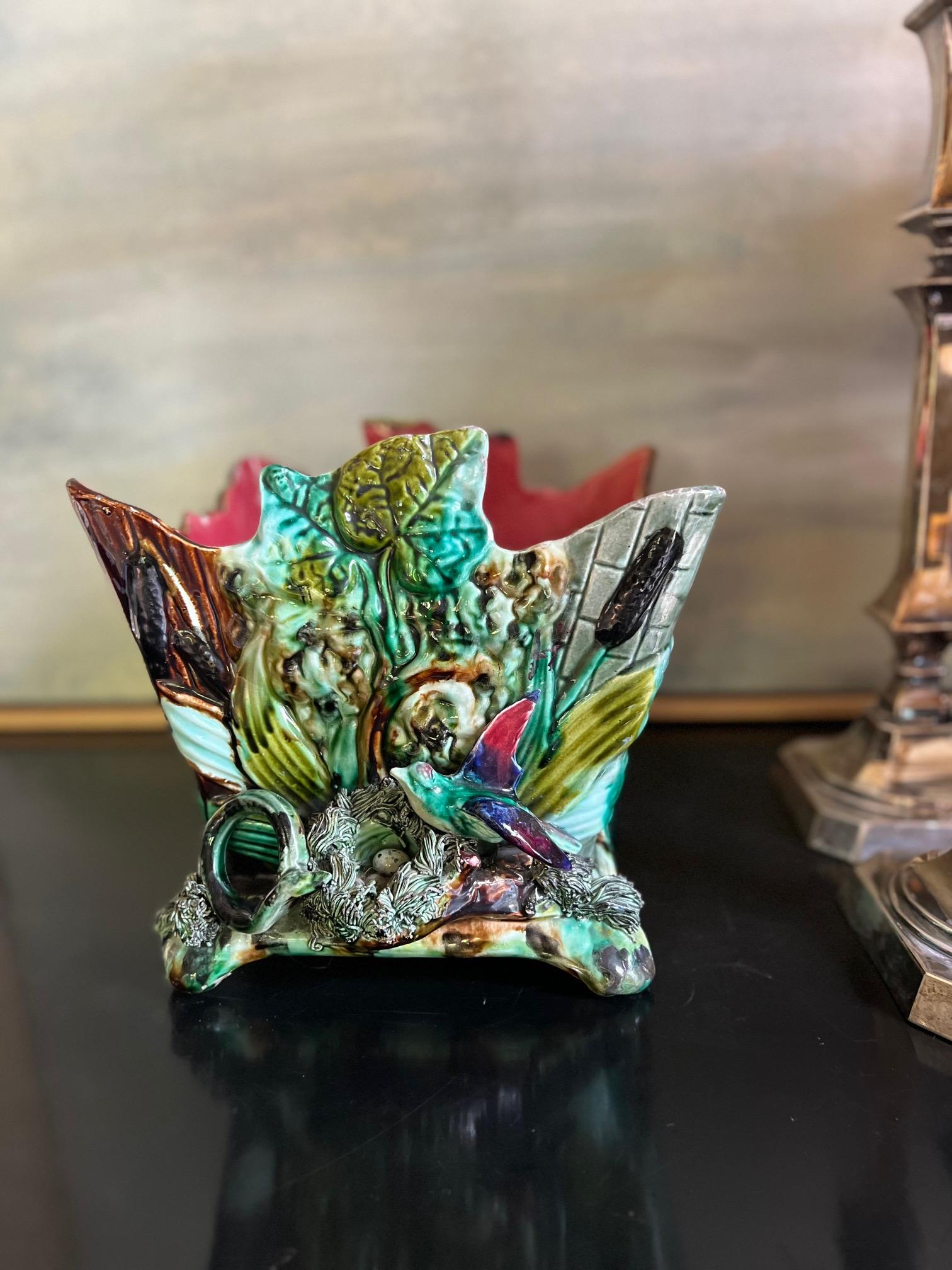 Antique French Ceramic Palissy Style Jardiniere, circa 1885 at 1stDibs