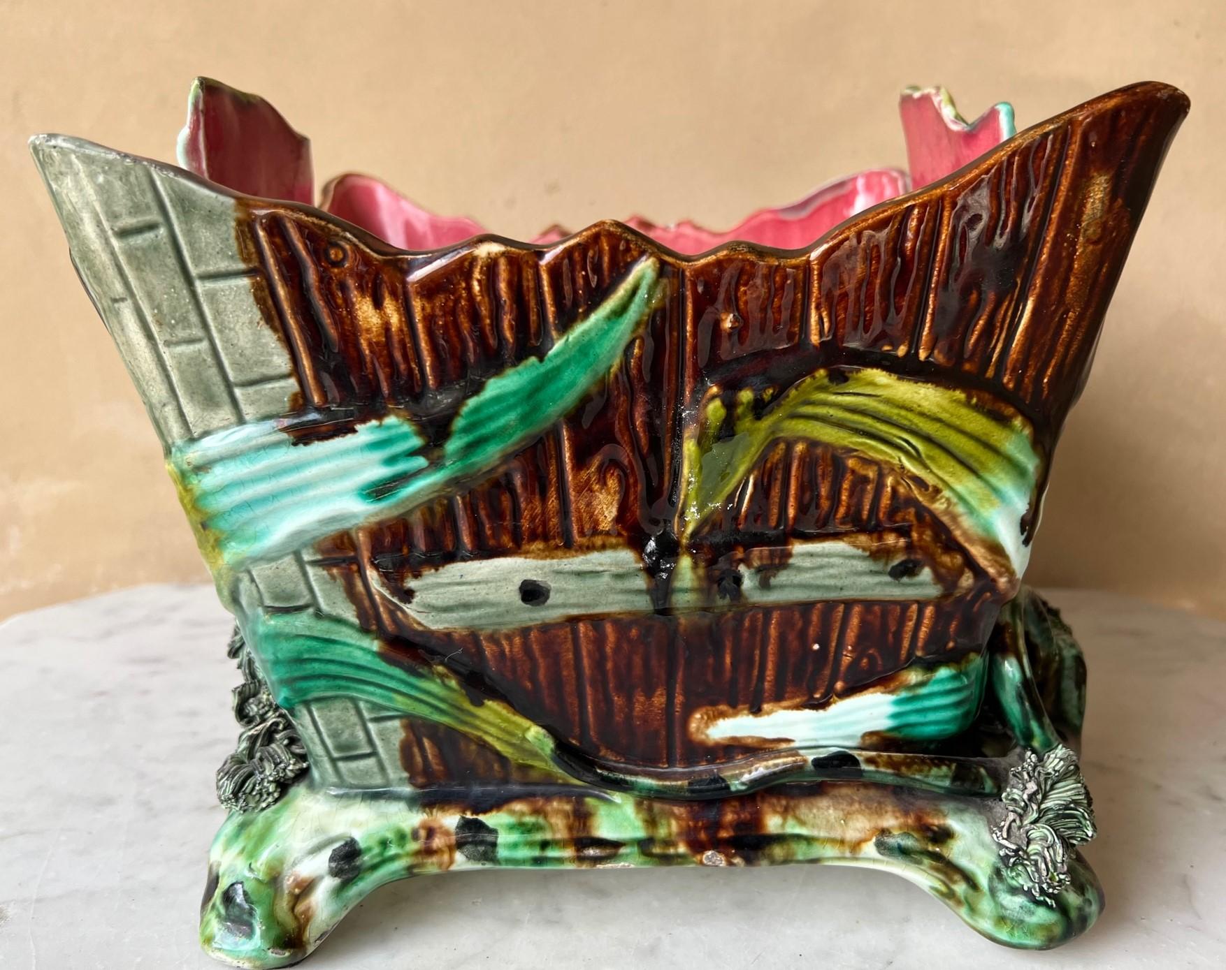 Antique French Ceramic Palissy Style Jardiniere, circa 1885 at 1stDibs