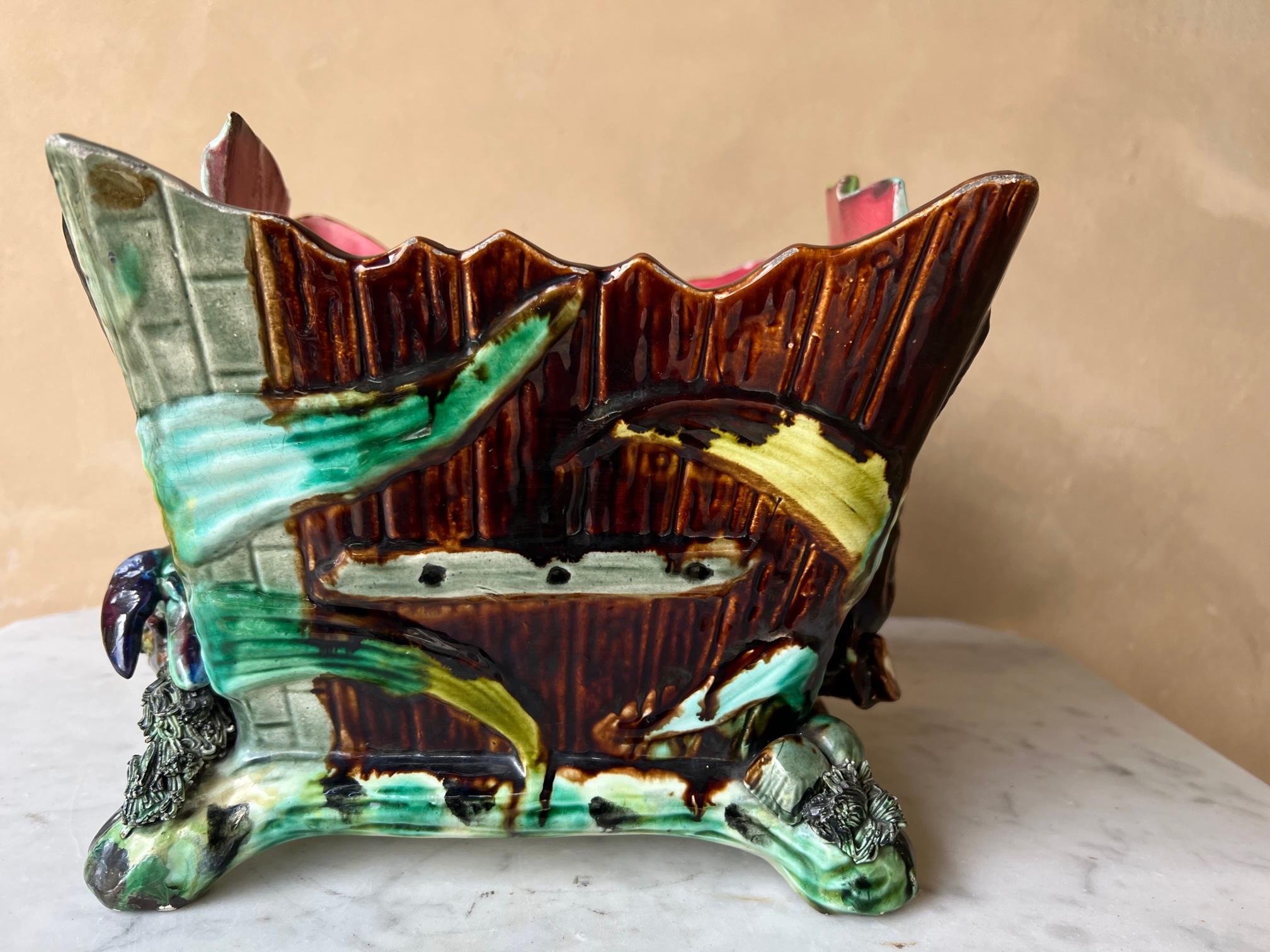 Antique French Ceramic Palissy Style Jardiniere, circa 1885 at 1stDibs