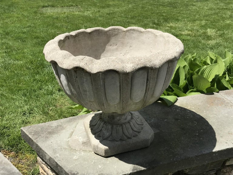Antique French Chambord Patinated Cast Stone Lotus Garden Planter ...