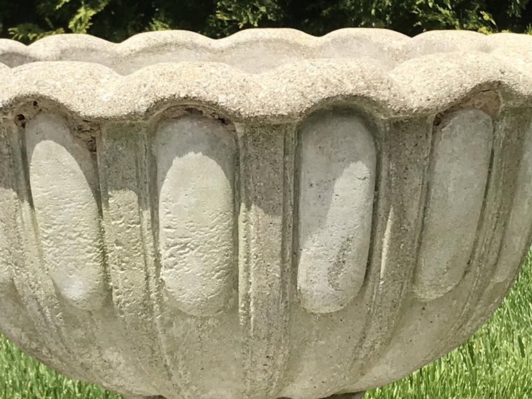 Antique French Chambord Patinated Cast Stone Lotus Garden Planter ...