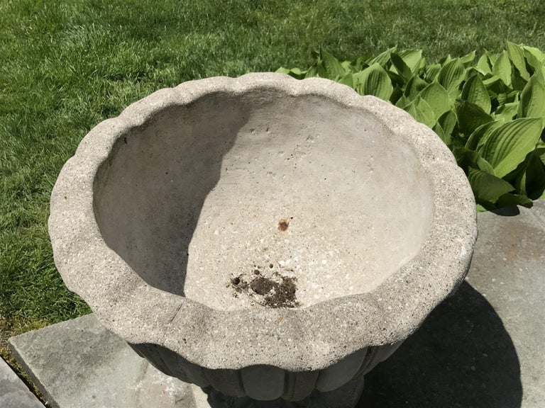 Antique French Chambord Patinated Cast Stone Lotus Garden Planter ...