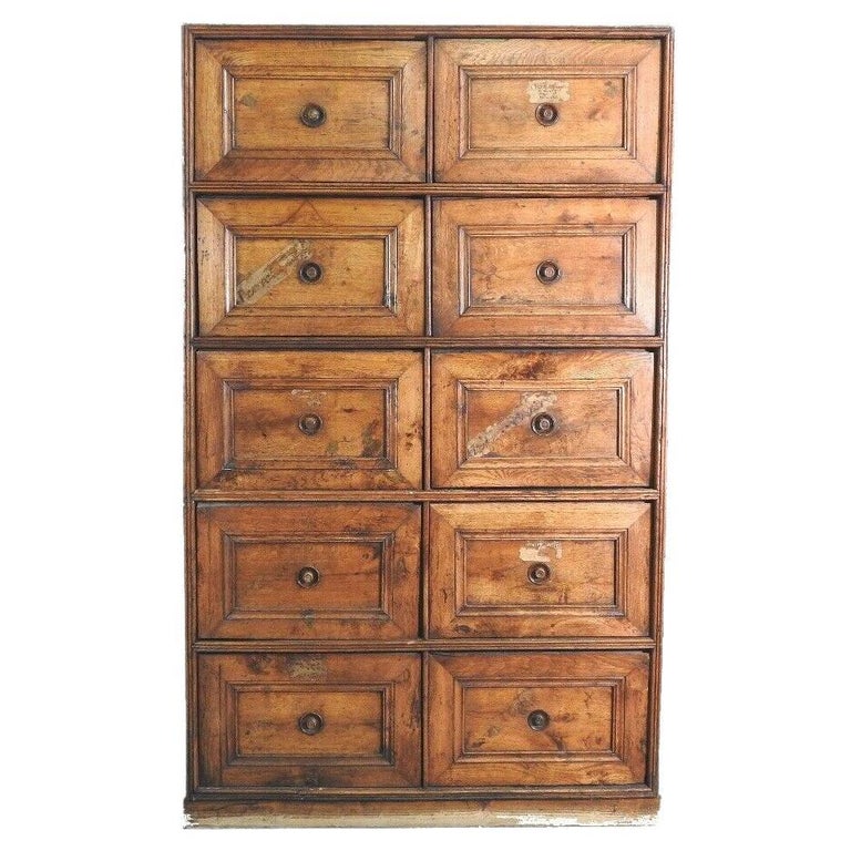 Antique French Champagne Shopkeeper's Cabinet Vitrine Oak Pine Cupboard ...