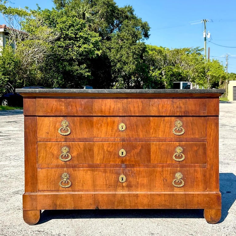 Antique French Charles X Book Matched Commode For Sale at 1stDibs