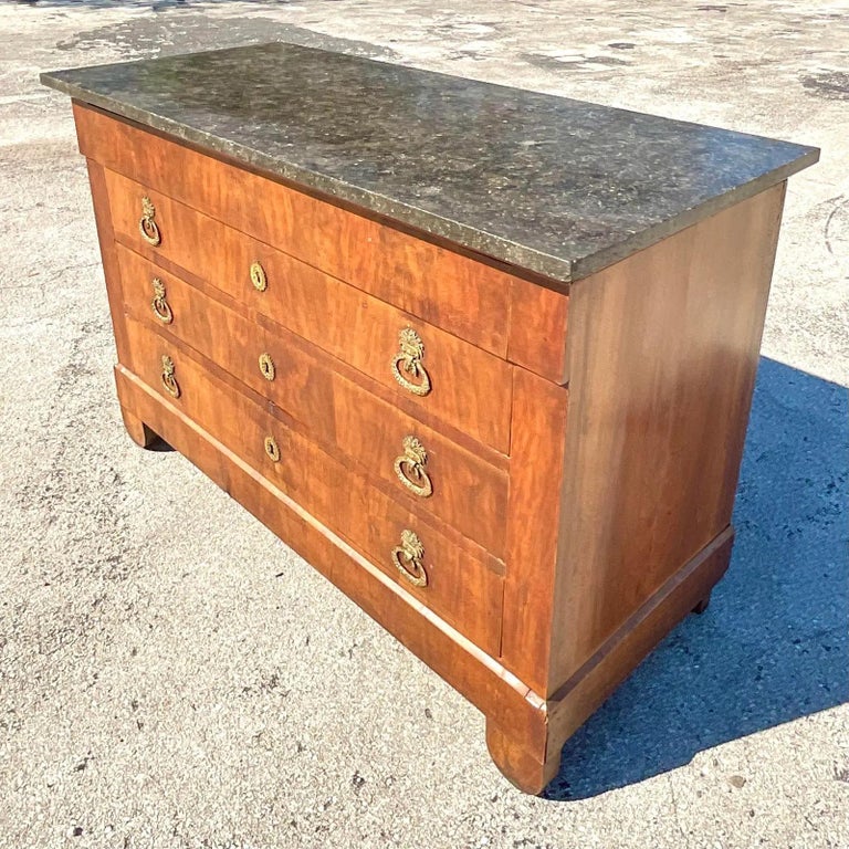 Antique French Charles X Book Matched Commode For Sale at 1stDibs