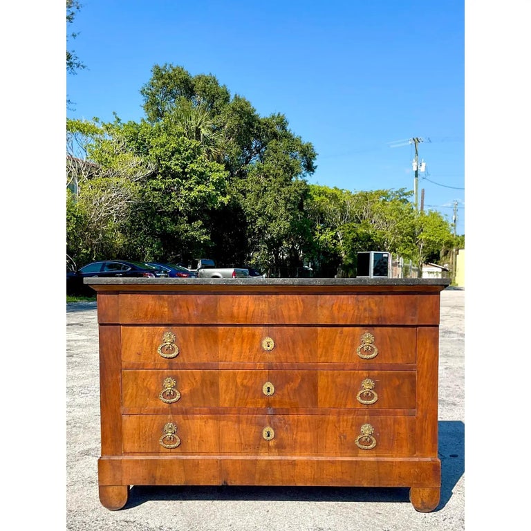 Antique French Charles X Book Matched Commode For Sale at 1stDibs