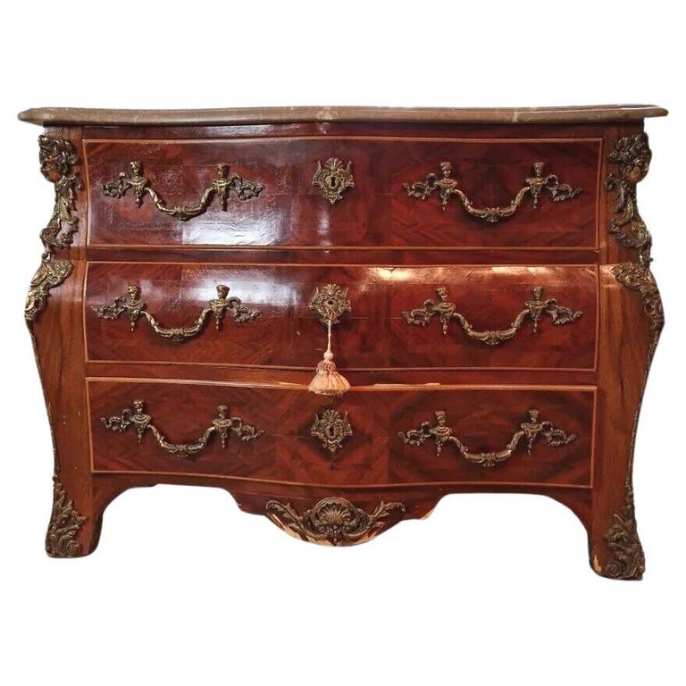 Antique French Chest of Drawers Bombe Antique Vintage Style Commode For ...