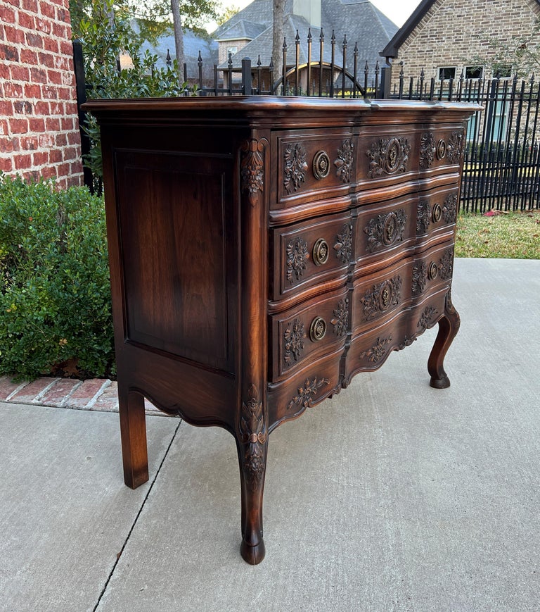 Antique French Chest of Drawers Cabinet 3-Drawer Carved Walnut w Keys c ...