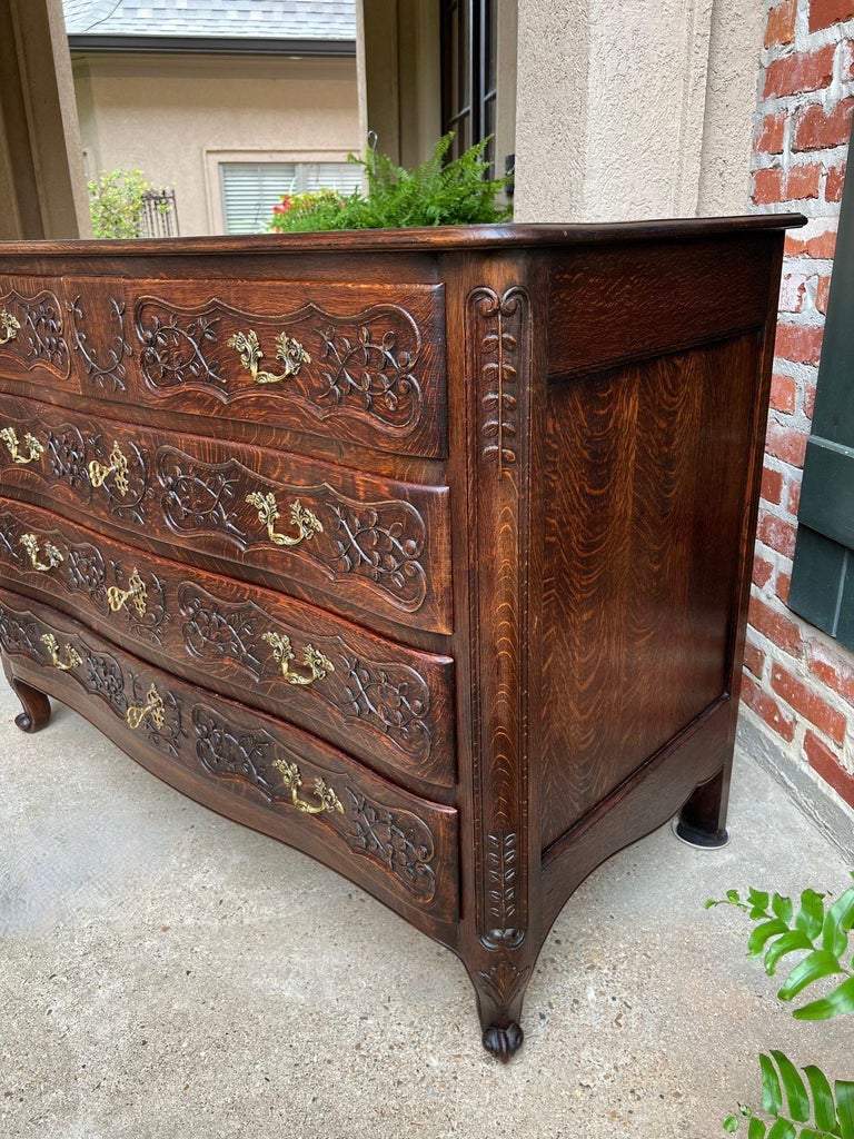 Antique French Chest of Drawers Cabinet Commode Louis XV Carved Oak ...