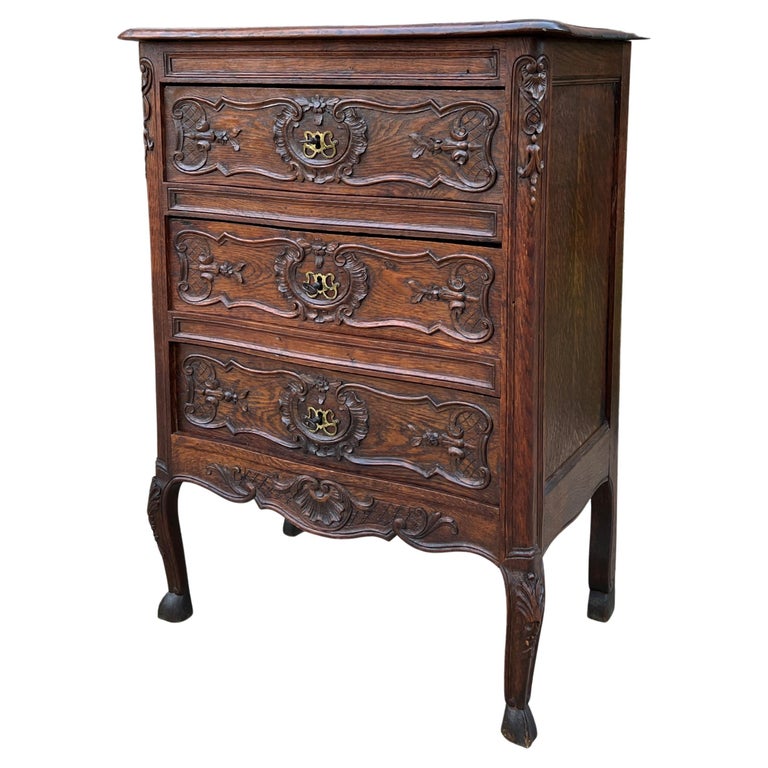 Antique French Chest of Drawers Louis XV Petite End Table Nightstand ...
