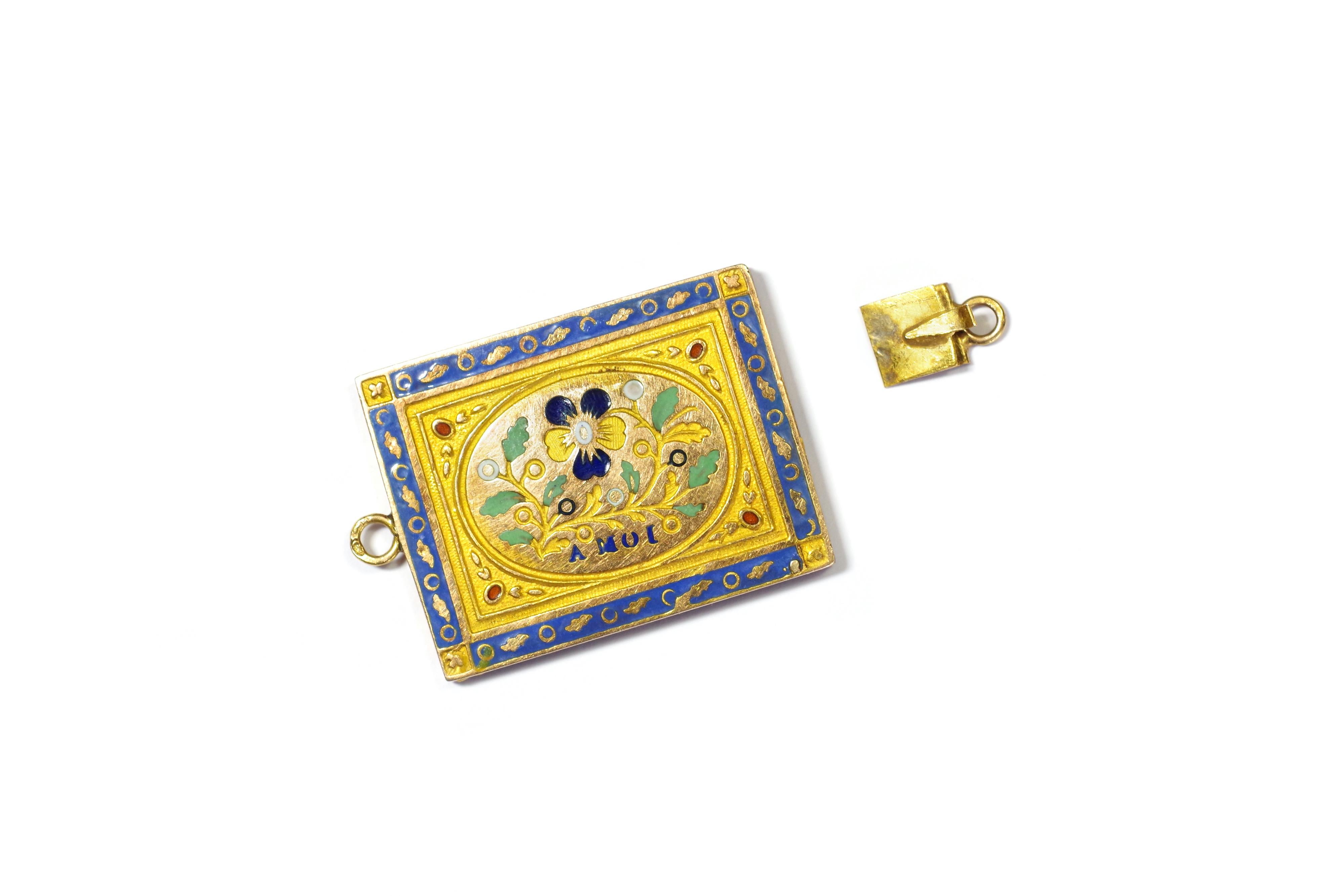 Antique French Clasp Enamel Pansy on Gold 18 Karats, Victorian Clasp at ...