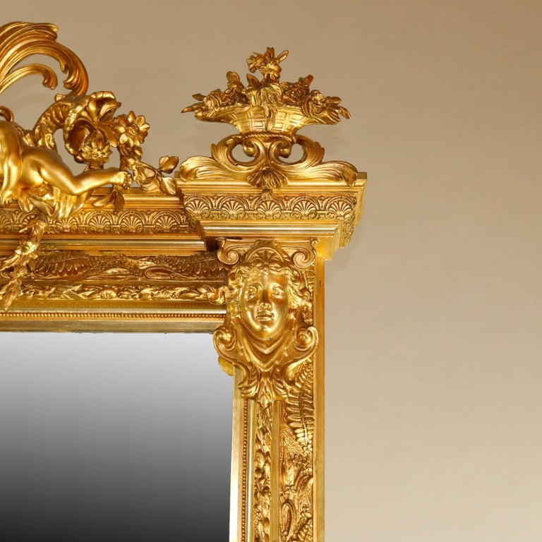 Antique French Classical Baroque Style Figural Giltwood Pier Mirror ...