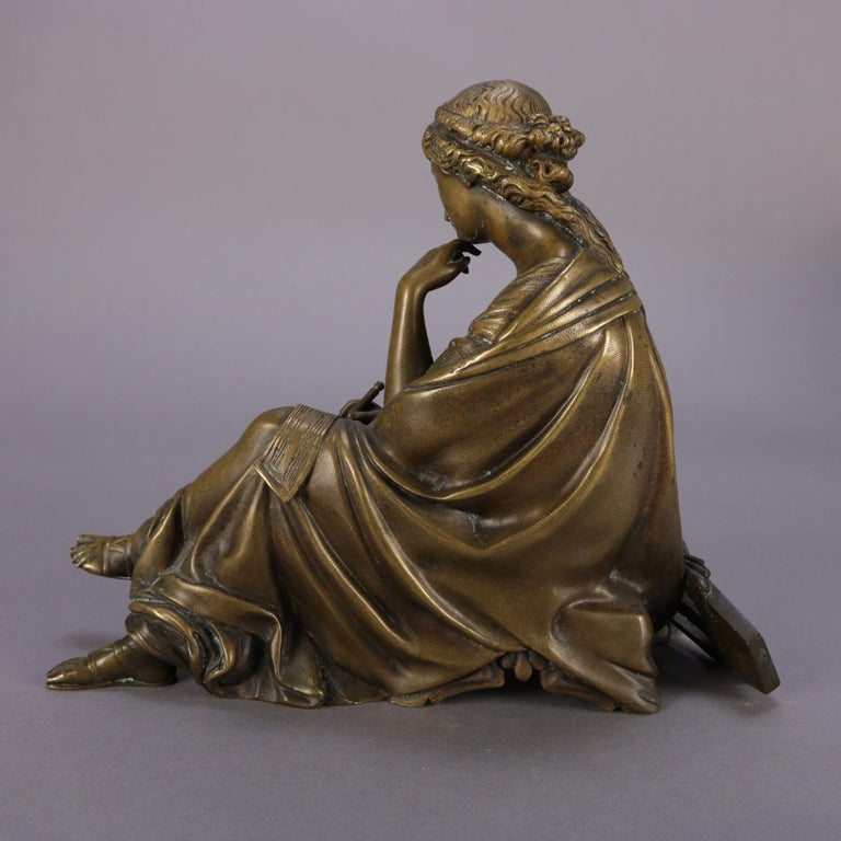 Antique French Classical Bronze Sculpture of Seated Muse after Moreau ...