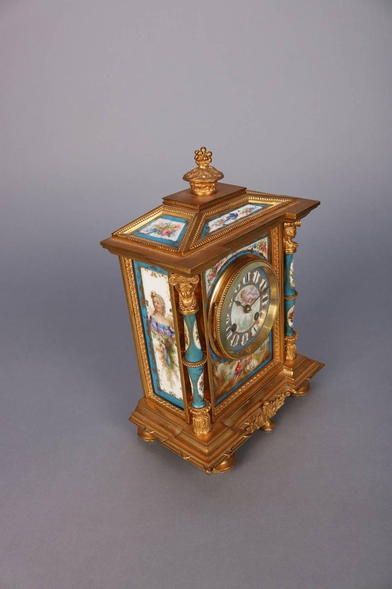 French Classical Sevres Porcelain Gilt Bronze Japy Freres Clock, 19th ...