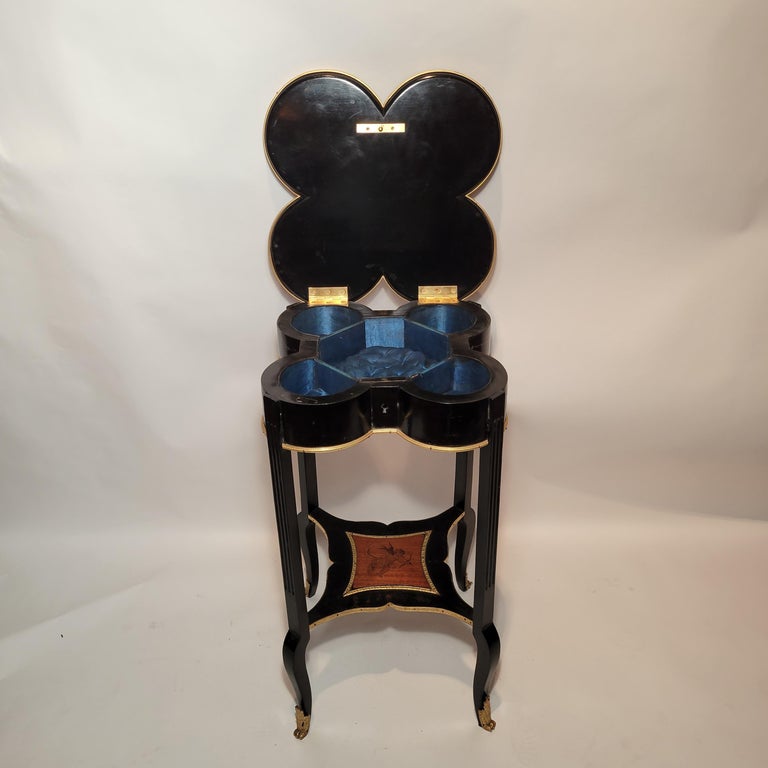 Antique French Clover Shaped Jewelry Table with Inlaid Woods For Sale ...
