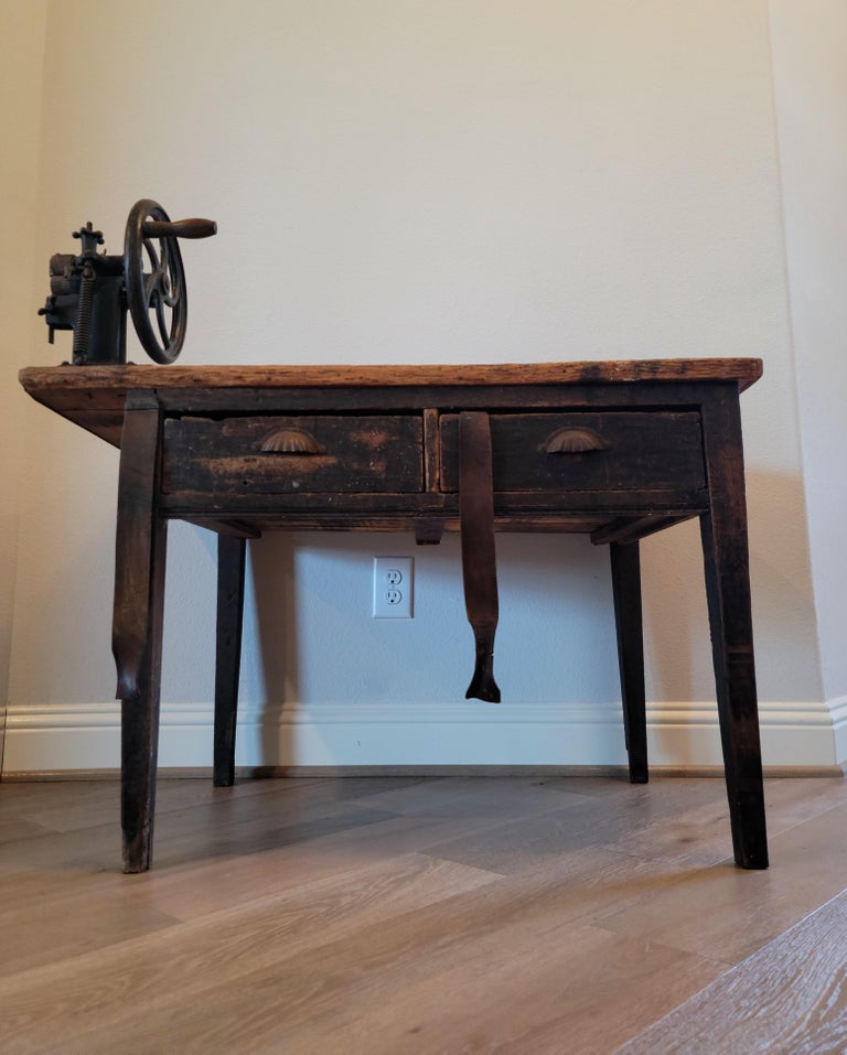 French Cobbler Leatherwork Shop Antique Industrial Craftsman Workbench ...