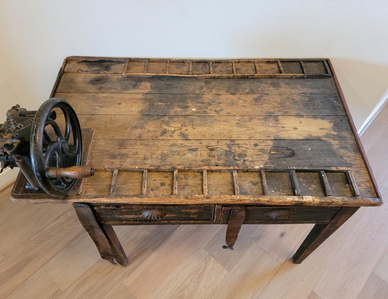 French Cobbler Leatherwork Shop Antique Industrial Craftsman Workbench ...