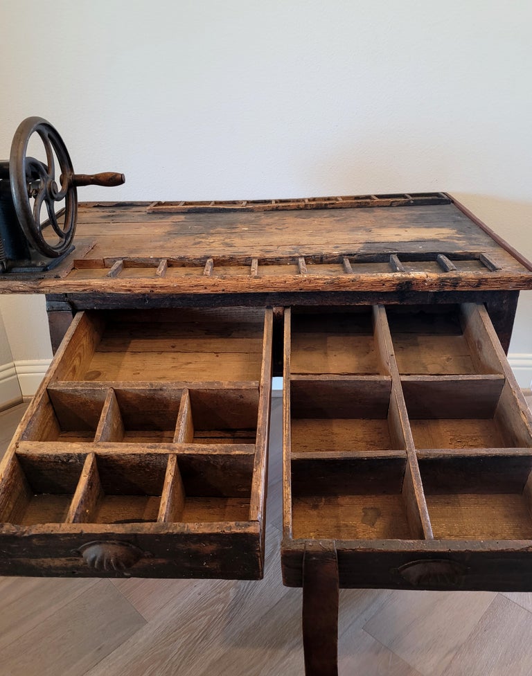 French Cobbler Leatherwork Shop Antique Industrial Craftsman Workbench ...