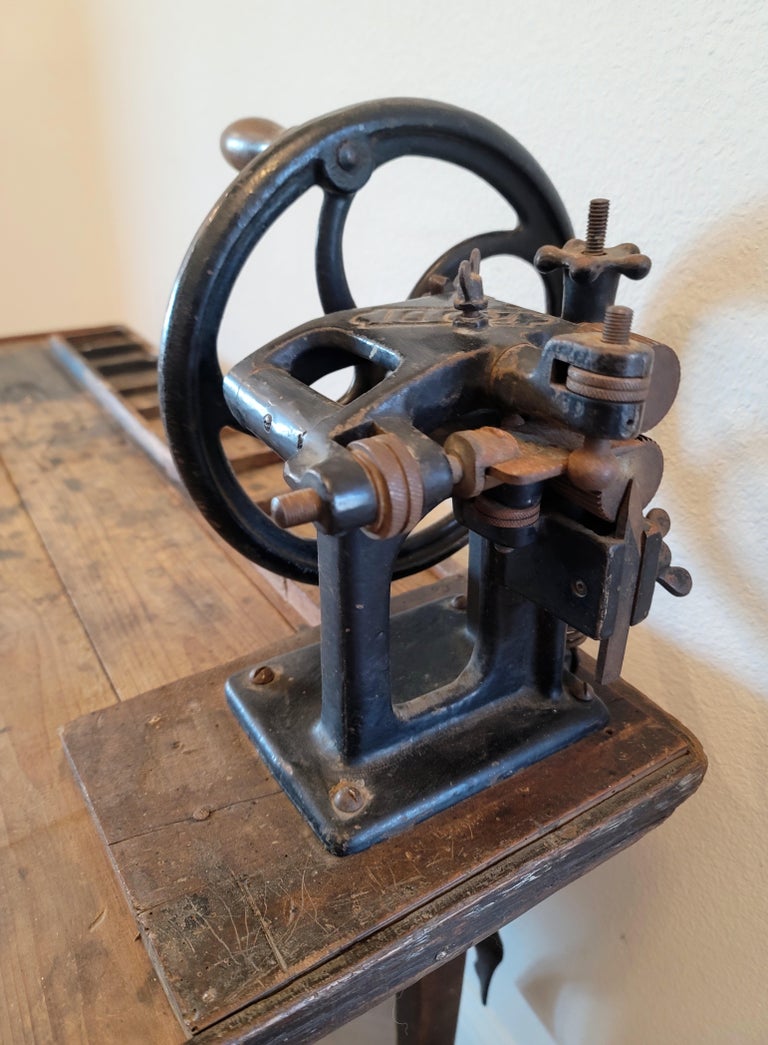 French Cobbler Leatherwork Shop Antique Industrial Craftsman Workbench ...