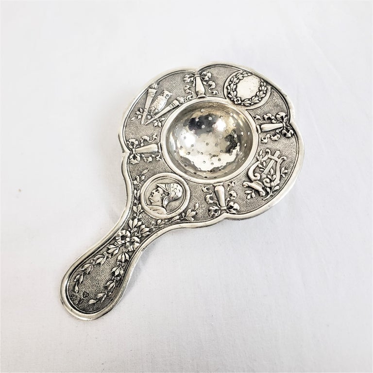 Antique French Continental .800 Silver Tea Strainer For Sale at 1stDibs