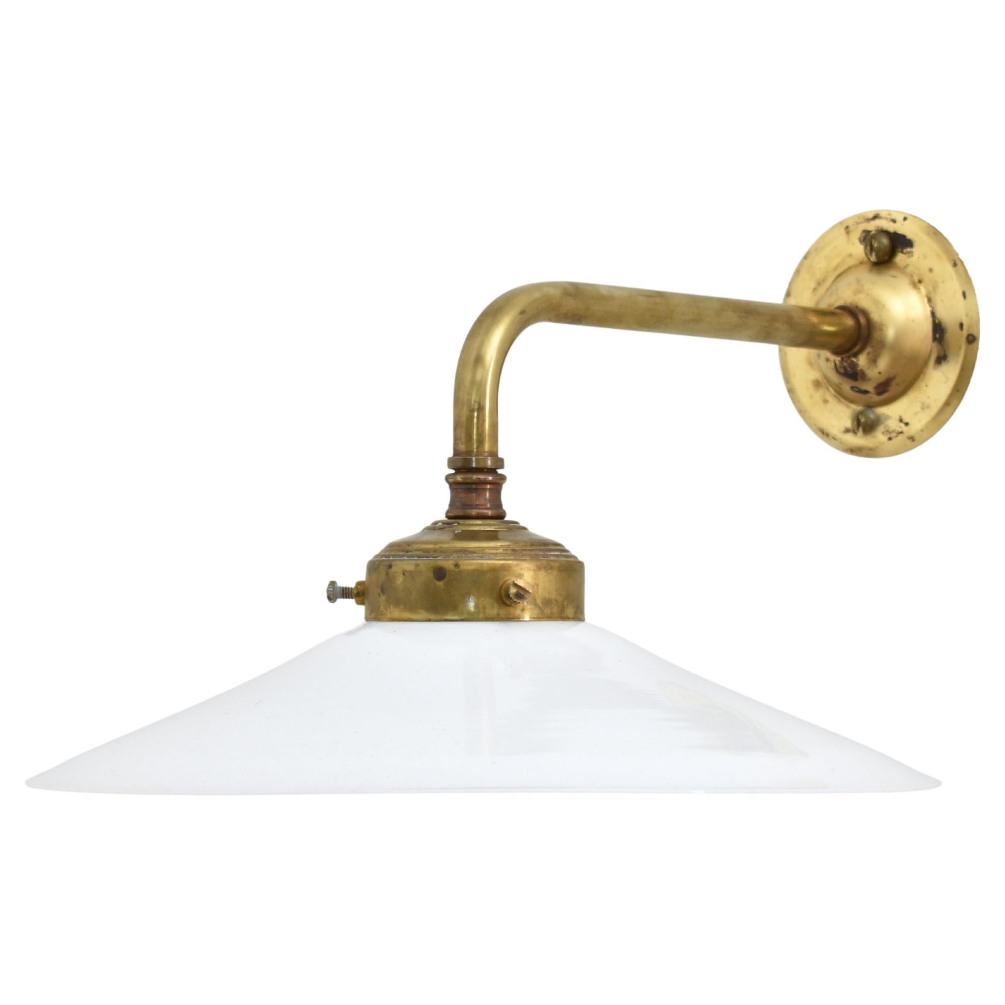 Antique French Coolie Glass Frill Brass Wall Task Kitchen Light For ...