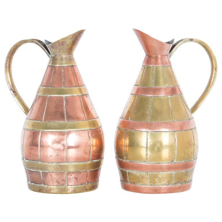Antique French Copper Pitchers, a Pair at 1stDibs
